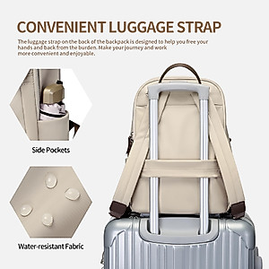 GOLF SUPAGS Womens Laptop Backpack with Separate Laptop Compartment Water Resistant Computer Backpacks Fits 15.6 Inch Notebook Travel Work College Bags (Apricot)