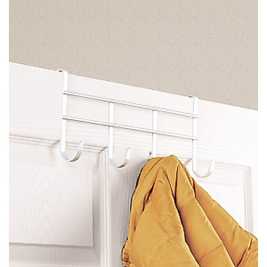 Spectrum Diversified Four Over The Door Hook, White Closet Organizer for Jackets, Coats, Hats, Purses, Scarves, Towels & Accessories, 4