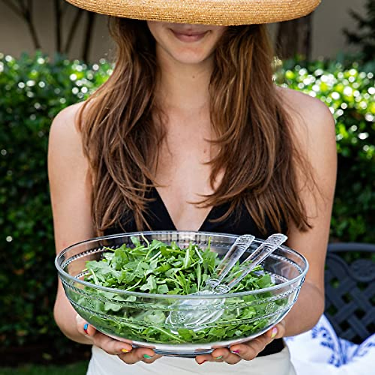 Juliska - Isabella Acrylic Serving Bowl 13 in, Acrylic Glass - Unbreakable, Clear Acrylic, Embossed Serving Bowl