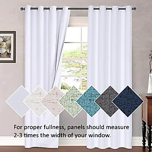 H.VERSAILTEX Linen Curtains Black Out Curtains for Bedroom Windows Noise Reducing Thermal Insulated Darkening Curtains for Living Room 2 Panels Set Grommet Curtain Panels 52 x 84 Inch, Heather Ivory