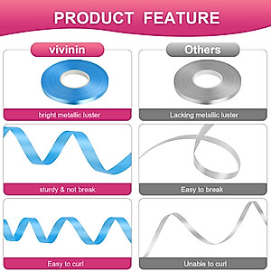 vivinin 27 Roll Curling Ribbon, 3/16 Inch x 32.8 Yard Balloon String, 15 Colors Ribbons for Crafts, Balloon String Ribbon for Party, Festival, Florist Flower