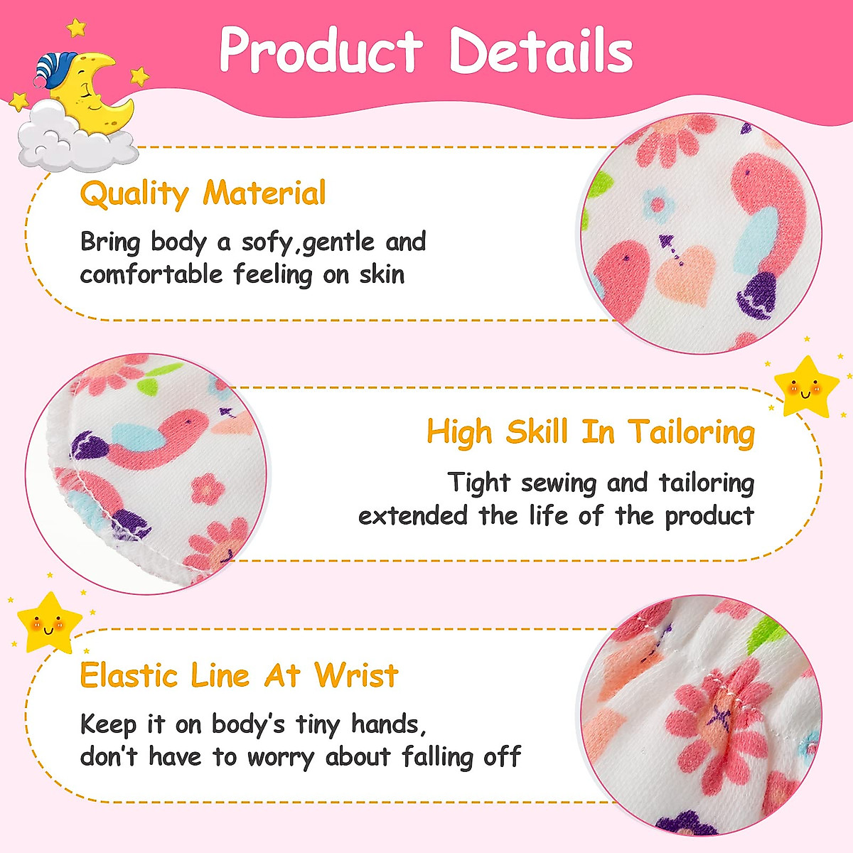 60 Pairs Newborn Baby Gloves Infant No Scratch Elastic Wrist Infant Soft Gloves Baby Mittens for 0-6 Months Baby Girls Boys (Fresh Style)