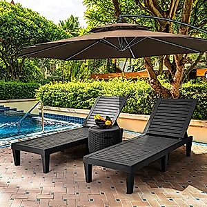 YITAHOME Chaise Outdoor Lounge Chairs with Adjustable Backrest, Multi-Functional Patio Loungers Easy Assembly & Lightweight, Waterproof Poolside Chaise Lounge with 265lbs Capacity - Black