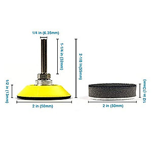 2 Inch (50mm) Hook and Loop Sanding Pad for Sanding Discs with 1/4 Inches Shank Drill Attachment and Soft Foam Layer Buffering Pad, 5 Pack