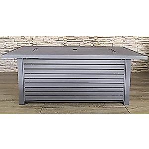 LSI Rectangle Steel Propane Fire Pit Table for Outside Patio,Home,Garden,Backyard,Outdoor Fireplace | Auto-Ignition | Hideaway Tank Holder (54 Inch, Grey)