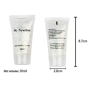 GL-Turelifes 30ml Sequins Chunky Glitter Liquid Eyeshadow Glitter Body Gel Festival Glitter Cosmetic Face Hair Nails Makeup Long Lasting Sparkling Easy to Apply, Easy to Remove (#05 Peacock Blue)