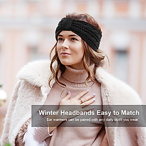 Warm Winter Headbands for Women Cable Crochet Turban Ear Warmer Headband Gifts with Plush, Double Twist Multicolour 1(4 Pack)