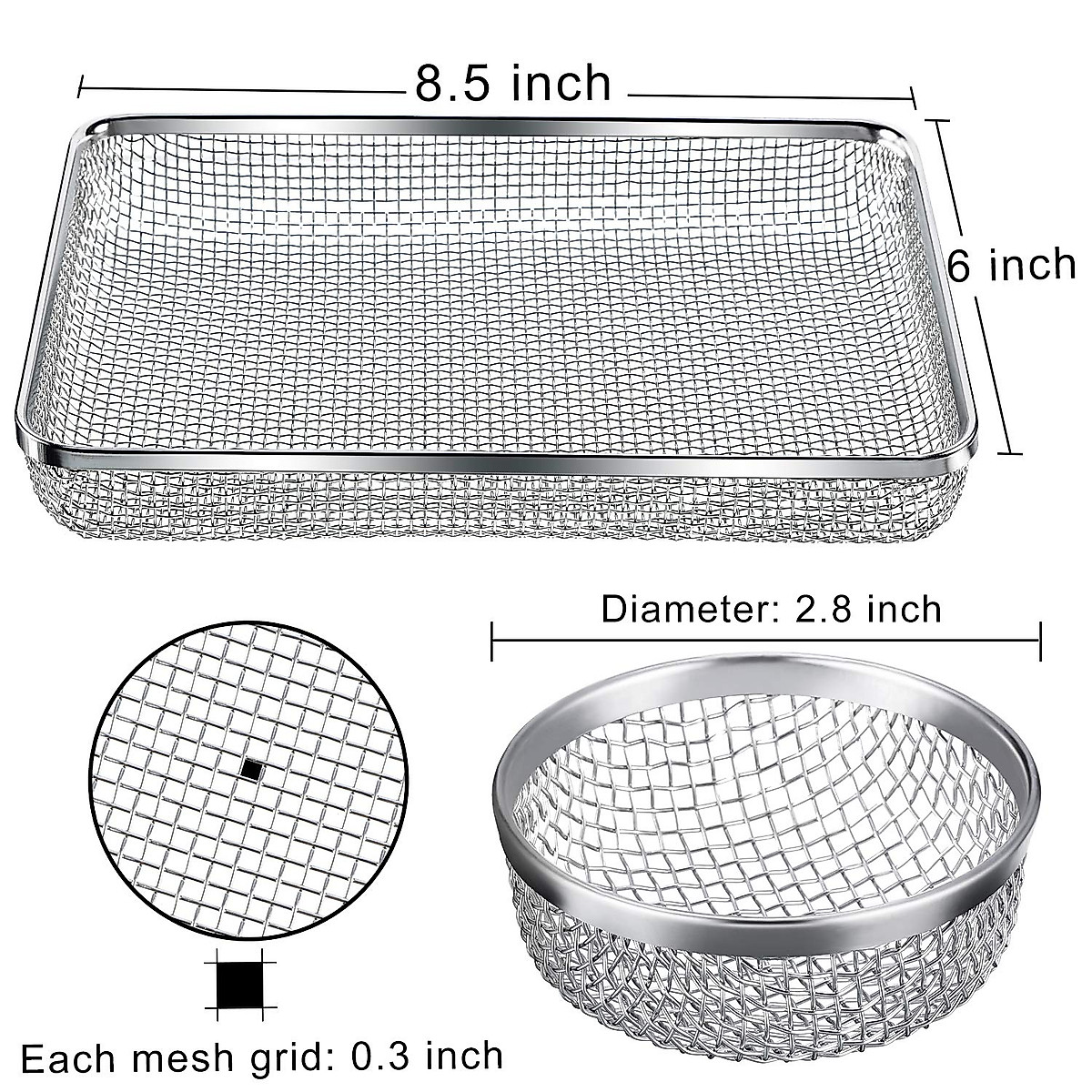 TOODOO 3 Pack Flying Insect Screen RV Furnace Vent Cover (2.8 Inch)(8.5 x 6 Inch) Stainless Steel Mesh with Installation Tool