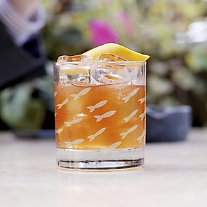 The Wine Savant Fish Old Fashion Drinking Glasses, Fish Glasses For White and Red Wine, Water or Whiskey, Each Glass Is Individually Sand Etched - Fish Wine Glasses