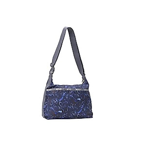 LeSportsac Venus Rising Large Hobo Crossbody Bag, Style 3710/Color E451, Ethereal Outer Space Graphic, Purple, Aqua & Pink Abstract Hearts, Stars & Comets, Celestial Goddess of Love, Large Carryall