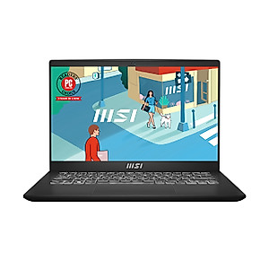 MSI Modern 14 Laptop: Intel Core i3-1215U, UHD Graphics, 14" FHD, 8GB DDR4, 512GB NVMe SSD, 180-Degree Lay-Flat, Type C, Win 11 Home: Classic Black C12M-495US