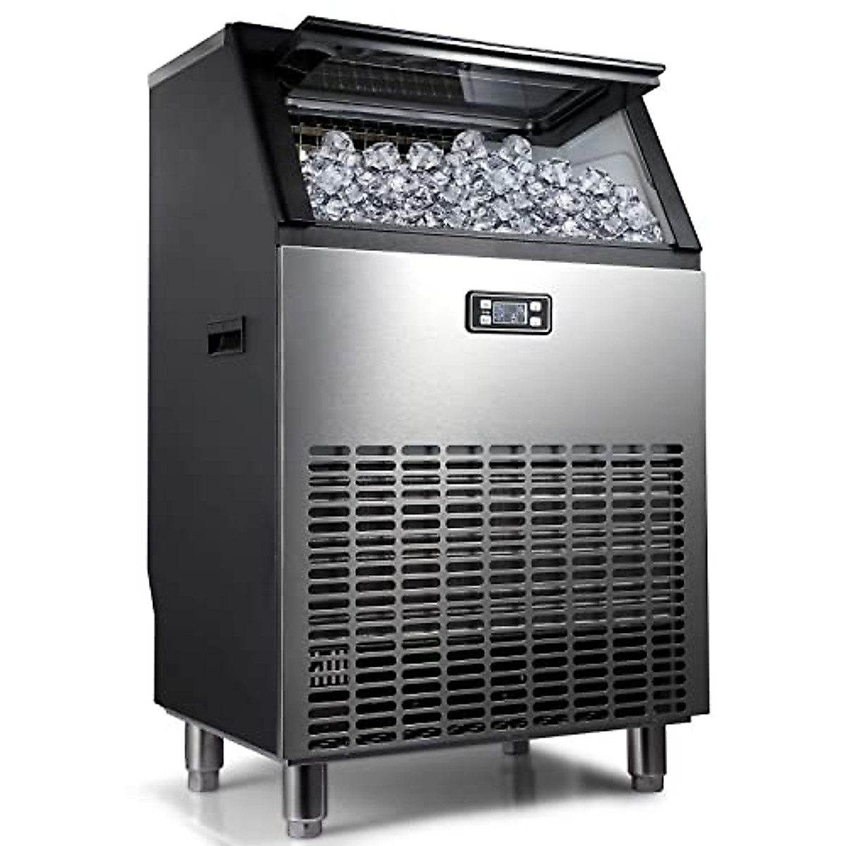 Northair Commercial Ice Maker Machine 200lbs Ice /24H Stainless Steel Free-Standing Ice Maker Machine with LCD Display, Ideal For Restaurant, Bar, Coffee Shop