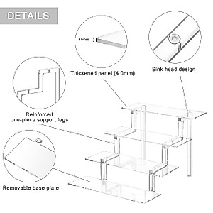 Acrylic Risers Display Stands, Clear Perfume Organizer, 4 Tier Diaplay Riser Shelf Compatible with Funko POPs Amiibo Nendoroids, Lotion Holder Cupcake Stand Shot Glass Display Tiered Table Shelf Stand