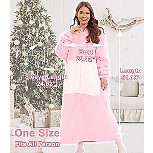 Wearable Blanket Hoodie Oversized Sherpa Blanket Sweatshirt for Women Men Adult teens With Cute Animal Hood and Giant Pocket