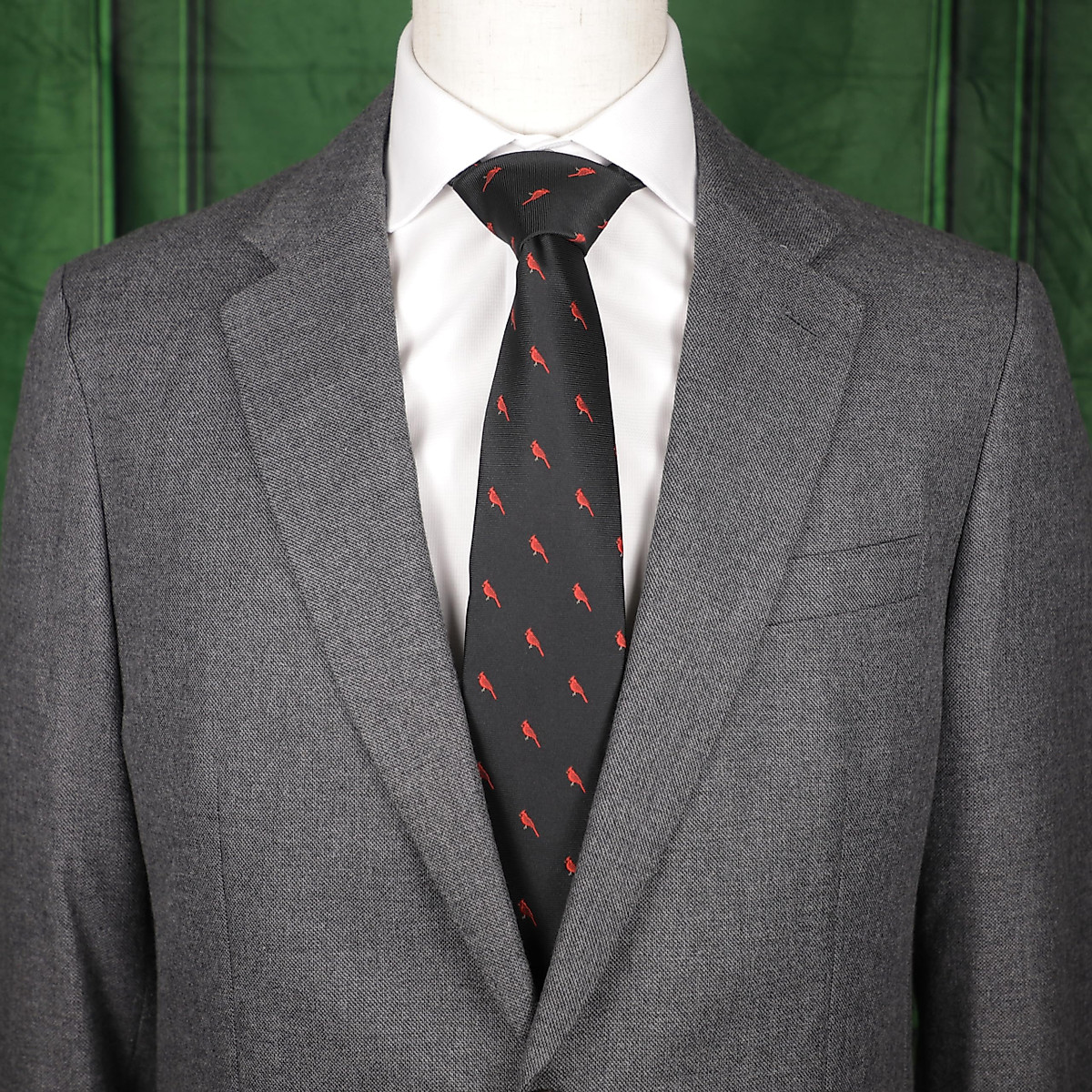 MENDEPOT Red Birds Pattern Necktie With Gift Box Northern Cardinal Pattern Tie