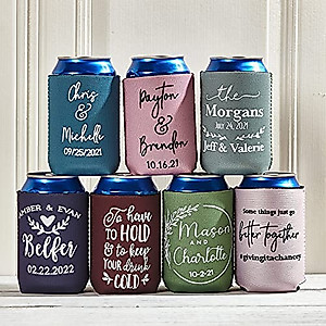 Customized Wedding Can Coolers Personalized Wedding Favors Monogram Can Holders (Custom – Assorted, 100 can Cooler)