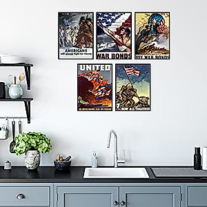 WW2 Poster WW2 Propaganda Poster WW2 Memorabilia - Set of 5 (8x10") Military Posters WW2 Posters WW2 Wall Art Army Poster, World War 2 Poster Propaganda Posters WW2 Wall Decor WWII Posters - Unframed