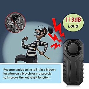 Onvian Bike Alarm with Remote, 113dB Wireless Anti-Theft Alarm with Security Vibration Motion Sensor for Bike Bicycle Motorcycle Electric Scooter Moped Volume Adjustable (Beige Remote)
