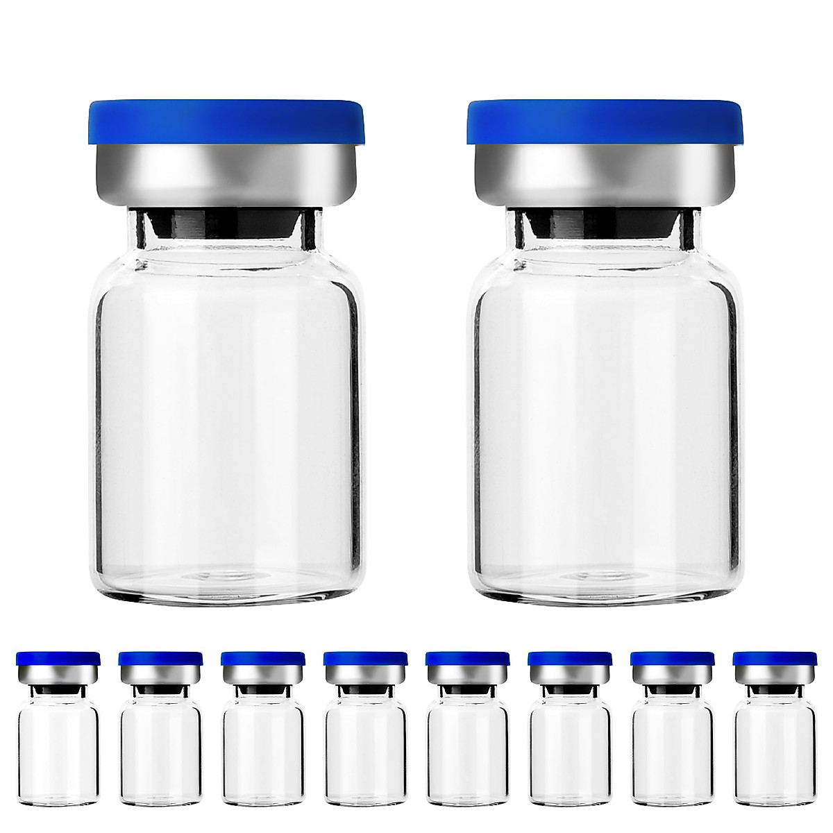 Plceo Sterile Empty Vials with Self Healing Injection Port,with Aluminum Plastic Cap，Sealed Empty Vials (5ML 10PCS)