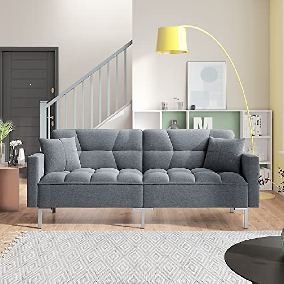 SOFTSEA 74'' Sofa Bed Sleeper Couches and Convertible Sofas, Couch Recliner Convertible Sofa Modern Adjustable Futon Couches Sofas Bed for Living Room Fold Up and Down Recliner Couch (Dark Gray)