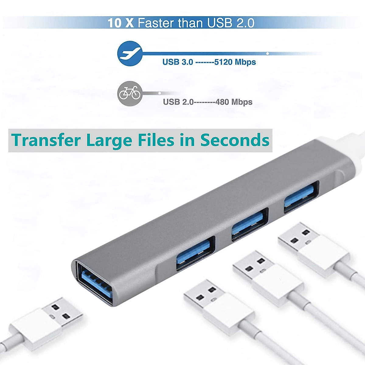 Extender Dock Adapter Type-C to 4-Port USB 3.0 Hub Aluminum Alloy Docking Station Compact Size Long Service Life(gray)