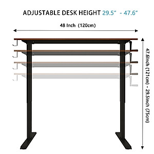 Win Up Time Manual Standing Desk Adjustable Height Heavy Duty- Crank Mobile Standing Desk 48 x 24 Inches Sit Stand Desk Frame & Top, Stand Up Desk on Wheels, Computer Desk Black Frame & Black
