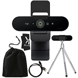 Logitech Brio 4K HD Webcam [Latest Version] with Microphone for Desktop with Tripod & Universal Mount -Logitech Webcam USB Computer Camera -Ultra Pro Wide Angle Webcam Streaming Equipment for Meetings