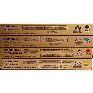 Toshiba T-FC415U-K T-FC415U-C T-FC415U-M T-FC415U-Y e-Studio 2515 3015 3515 4515 5015 Toner Cartridge Set (Black Cyan Magenta Yellow, 4-Pack) in Retail Packaging