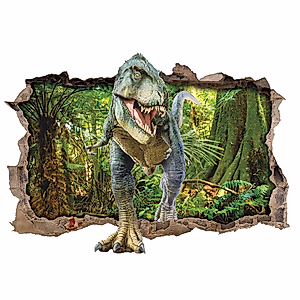 ufengke Dinosaur Forest Wall Stickers 3D Smashed Wall Decals Art Decor for Boys Kids Bedroom Nursery DIY