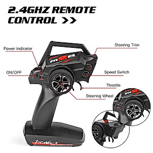 Remote Control Car,60+ KMH 1:14 Scale WLtoys 144001 Fast RC Cars for Adults Kids,4WD Off Road Buggy Racing Car with 2 Batteries Gifts for Boys (Red)