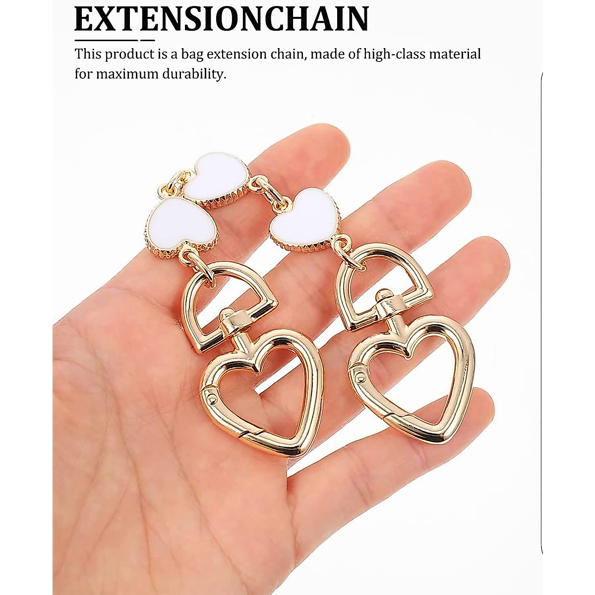 SONGKISSZQ Purse Strap Extender,Bag Extender Chain,Purse Chain Extender for Purse Handbags Shoulder Bag(White Heart)