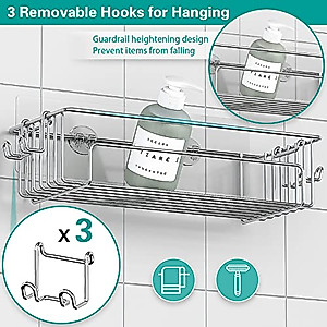 MIMIEYES Shower Caddy, 2 Pack Shower Caddy Bathroom Organizers, SUS 304 Stainless Steel Shower Shelf Inside Shower, Adhesive Wall Hanging Storage Organizer Shower Basket Kitchen Spice Rack