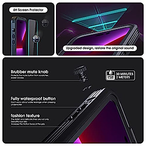 VONNOBILITY iPhone 14 Pro Max Waterproof Case, IP68 Full-Body Heavy Duty with Built-in Screen Protector, 6.7 inch - Black