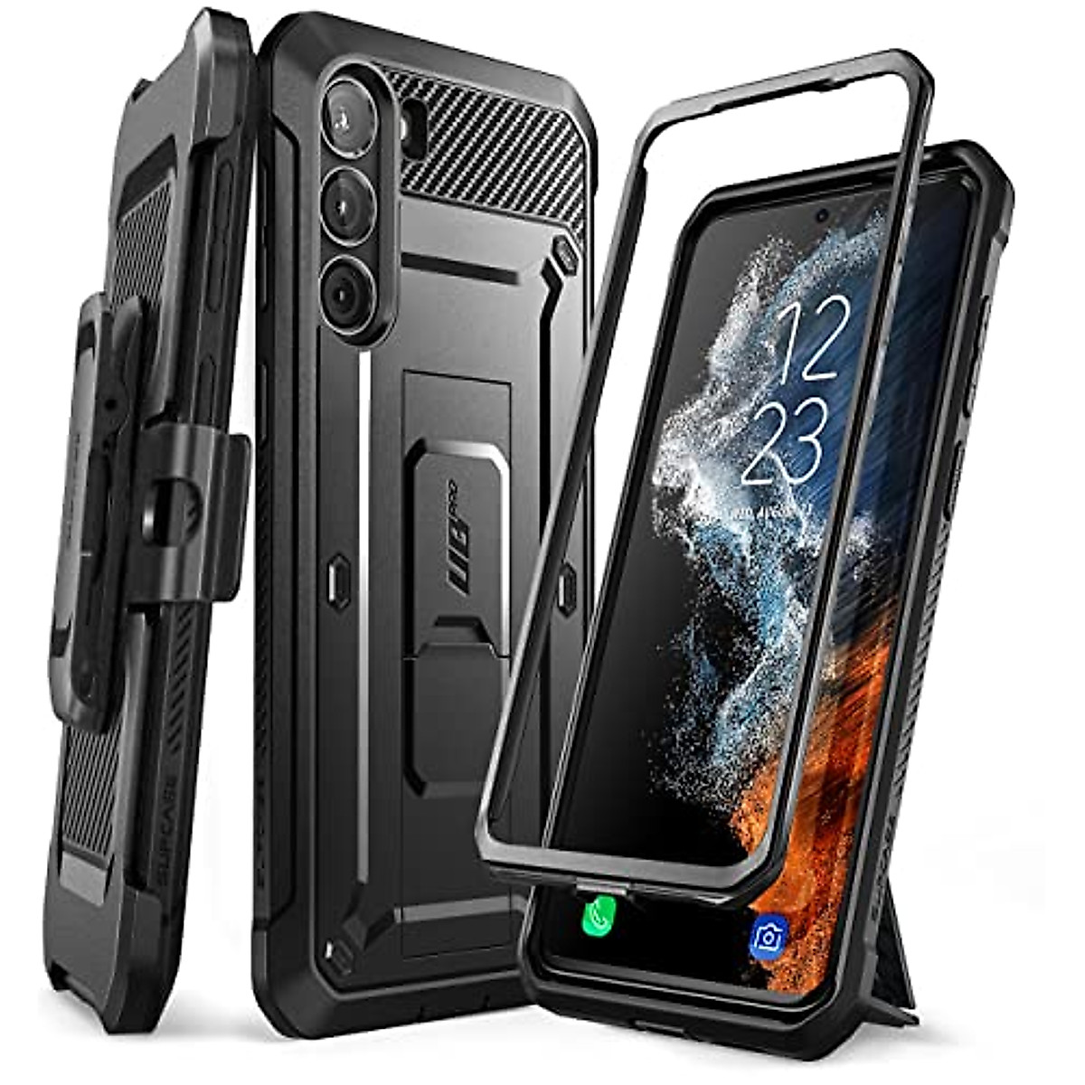 SUPCASE Unicorn Beetle Pro Case for Samsung Galaxy S23 5G (2023), Full-Body Dual Layer Rugged Belt-Clip & Kickstand Case (Black)