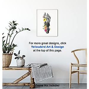 Human Foot Anatomy Medical Wall Art for Doctor Office, Podiatrist, Orthopedic Medical Clinic, Podiatry Dr - Gothic Decor - Boho Floral Vintage Shabby Chic Skeleton - Gift for Women, Nurse, RN, CNA