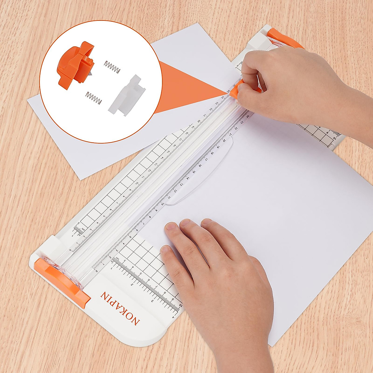 Paper Cutter, 12 Inch Guillotine Paper Trimmer a4 with Automatic Security Safeguard and Side Ruler for Coupon, Craft Paper and Photos (White)