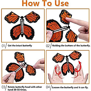 HLARTNET Magic Flying Butterfly Toy - Magic Wind Up Rubber Band Powered Flying Butterfly Surprise for Colorful Bookmark and Greeting Card Mother's Day Surprise Gift 6 Pcs