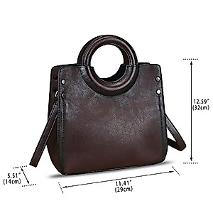Genuine Leather Satchel for Women Leather Handbag Top Handle Bags Handmade Purse Vintage Tote Bag Crossbody Handbags Hobo Bag (Coffee)
