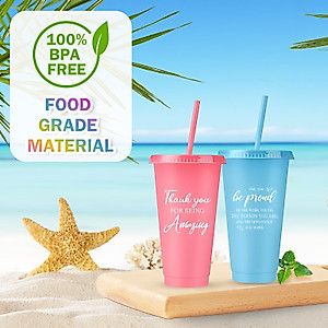 Bokon 30 Pcs Employee Appreciation Gifts 24oz Plastic Cups with Lids and Straws Thank You Gifts for Staff Coworker Reusable Tumblers Thank You Cups for Teacher Nurse(Appreciation)