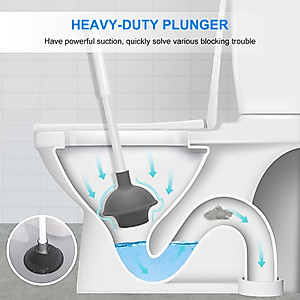 SetSail Toilet Brush and Plunger Set, Toilet Plungers for Bathroom Heavy Duty Toilet Bowl Brush and Holder Hidden Toilet Plunger and Brush Set for Deeply Cleaning