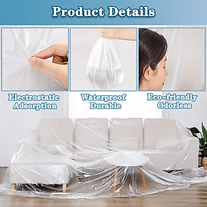 Plastic Drop Cloth, Plastic Sheeting 13x13 Feet Plastic Drop Cloths for Painting Waterproof Dustproof Paint Plastic Covering Furniture Cover Floor Protection Film Painters Plastic