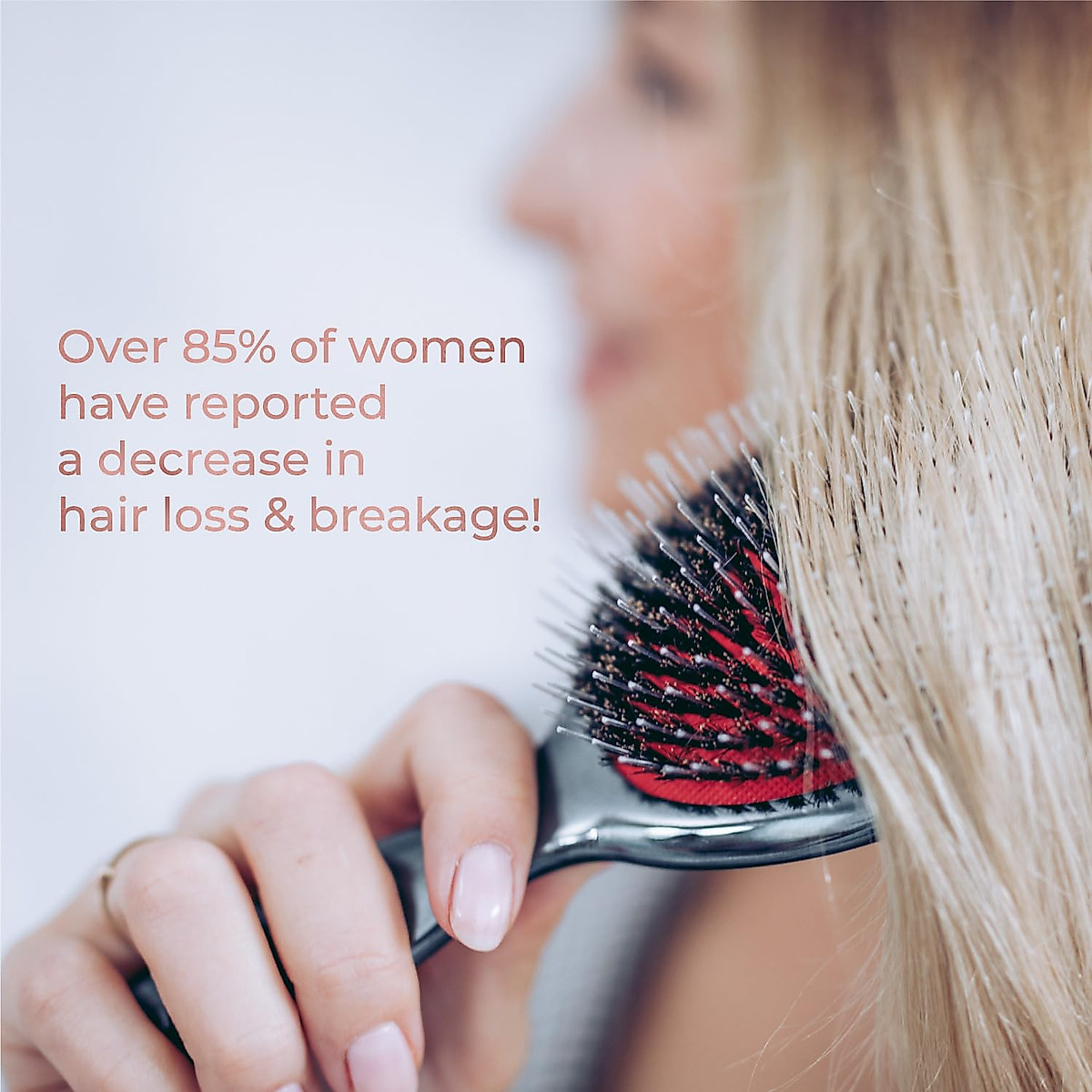 MISEL Professional Boar Bristle Hair Brush for Women and Men | Detangles All Natural Hair Types and Hair Extensions | Reduces Breakage | Great for Wavy and Straight Hair | Salon-Approved | Medium