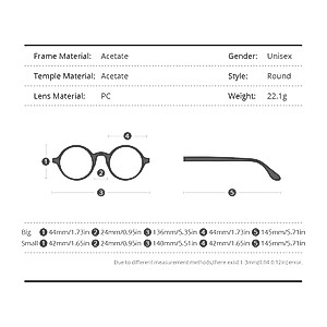 HEPIDEM Acetate Men Vintage Round Optical Glasses Frame Small 42mm (Zolman,Leopard Small 42mm)