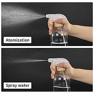 HOMBYS Empty Bamboo Glass Spray Bottles with Silicone Sleeve Protection - Refillable 17 oz Clear Glass Containers for Cleaning Solutions, Essential Oils, Misting Plants - Quality Sprayer - 3 Pack