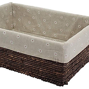 Storage Basket, Natural Corn Husk Rectangular Bins, Arts and Crafts. (Brown, Large)