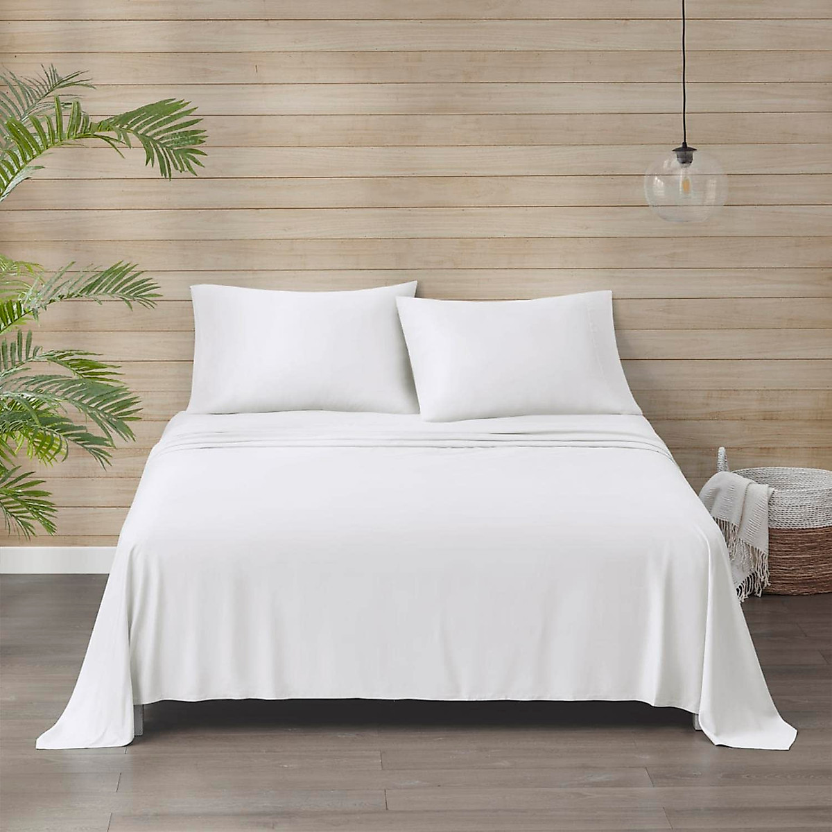 Beautyrest King Sheets Set Tencel Poly Blend, Cool King Bed Sheet Set, Colorfast, Moisture Wicking, King Size Sheet Set Silky Soft Gentle on Skin, Deep Pocket Fits up to 16" Mattress, King, White
