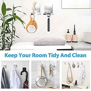 Razor Holder for Shower, 6PCS Premium Shower Razor Holder, 304 Stainless Steel Razor Holder for Shower Wall, Self Adhesive Shower Hooks for Kitchen Bathroom, Shaver Holder Hanger for Loofah Towel Robe