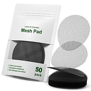 LE TAUCI Plant Pot Hole Mesh Pads, 4-Inch Round Flower Pot Drainage Covers, Prevent Soil Loss, Durable Reusable, Bonsai Bottom Grid Mat, Gardening Essentials, 50-Pack