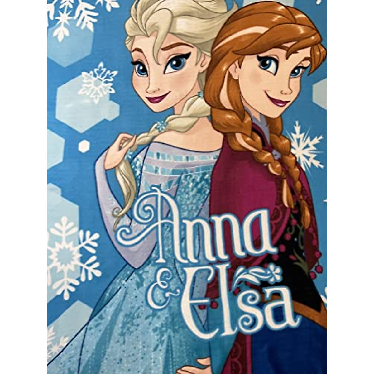 DIISNEY Disney Frozen Princess Anna, Elsa and Olaf Snowflakes and Castle Throw Blanket (Anna and Elsa)