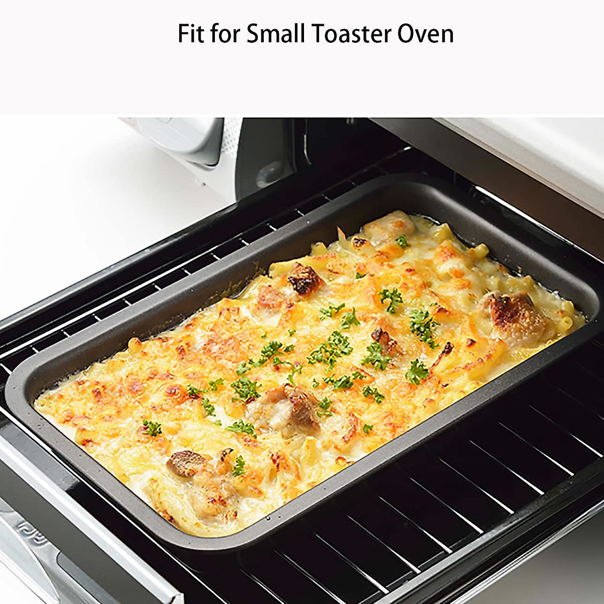 Jucoan 4 Pack Small Baking Sheet Cookie Sheet for Toster Oven, 9.5 x 7.1 Inch Mini Cookie Tray, Nonstick Carbon Steel Half Toaster Oven Pan Tray Replacement Bakeware Sheet Pan Set for Kitchen